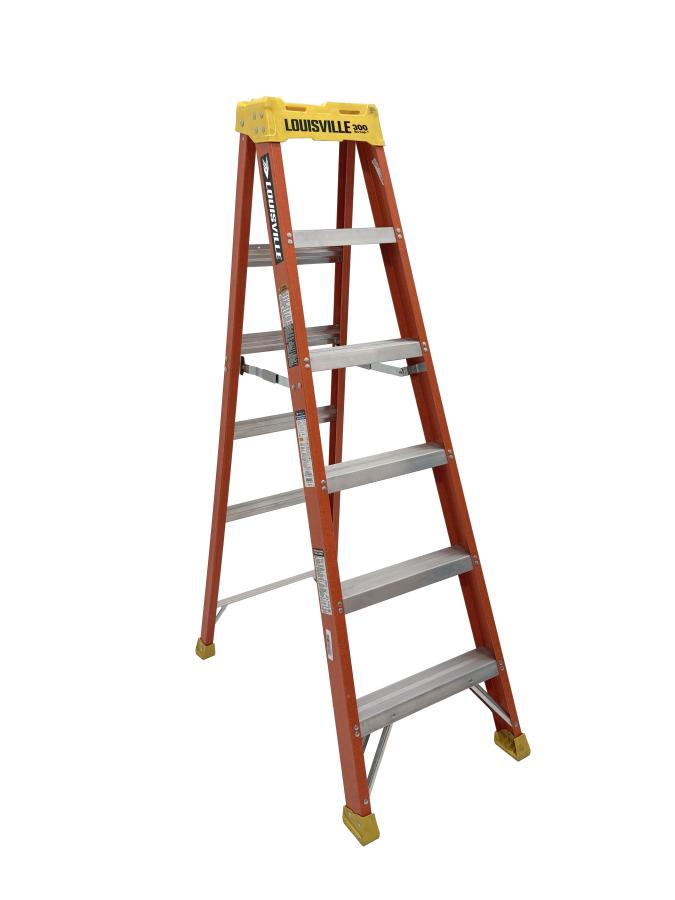LOUISVILLE LADDER 6-FOOT FIBERGLASS STEP LADDER, TYPE IA, 300-POUND ...