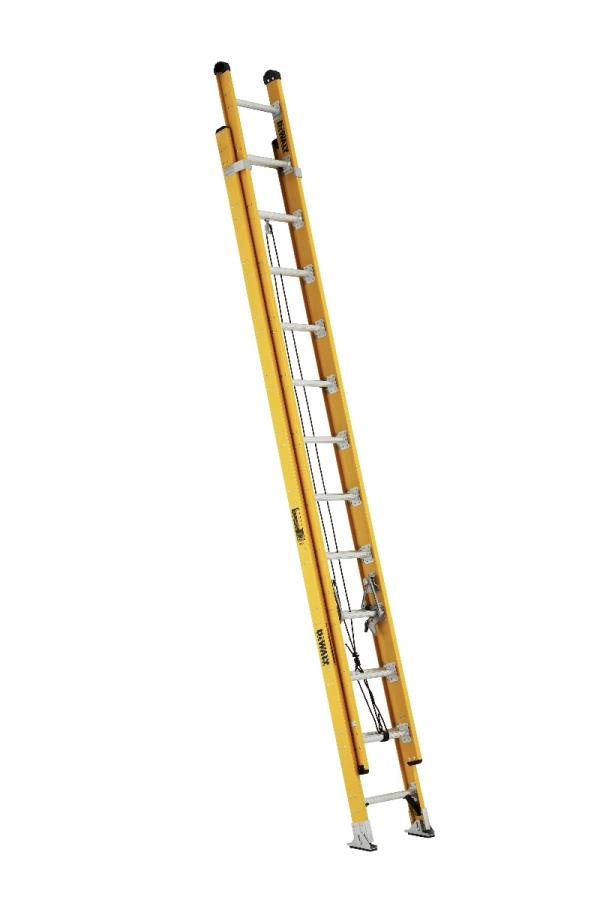 DEWALT 28-FOOT FIBERGLASS MULTI-SECTION EXTENSION LADDER, TYPE IAA, 375 ...
