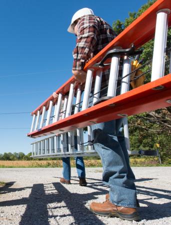 LOUISVILLE LADDER 20-FOOT FIBERGLASS EXTENSION LADDER, TYPE IA, 300 ...