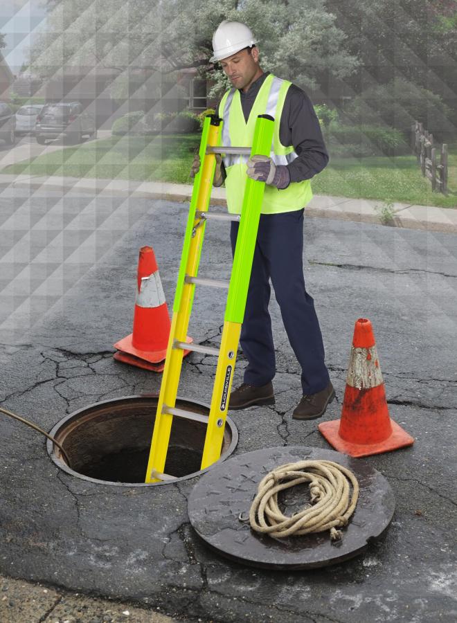 LOUISVILLE LADDER 16-FOOT FIBERGLASS MANHOLE LADDER, TYPE IAA, 375 ...