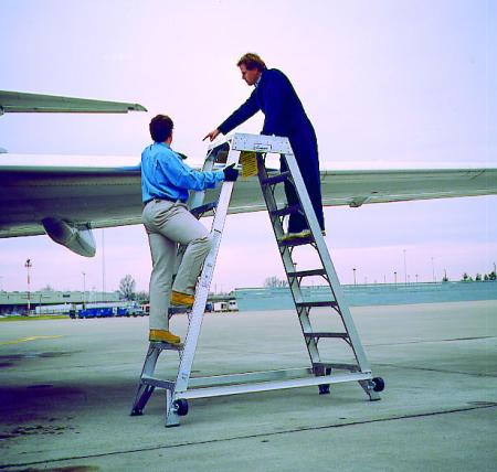 LOUISVILLE LADDER 12-FOOT ALUMINUM AIRCRAFT MECHANIC CARRIER STEP ...