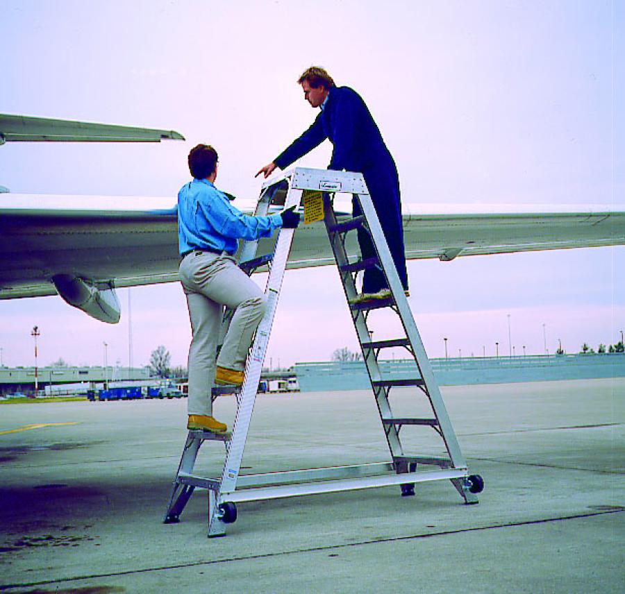 LOUISVILLE LADDER 12-FOOT ALUMINUM AIRCRAFT MECHANIC CARRIER STEP ...