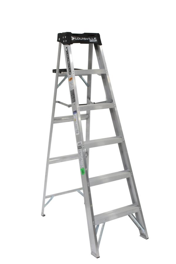 LOUISVILLE LADDER 6-FOOT ALUMINUM STEP LADDER, TYPE IA, 300-POUND LOAD ...