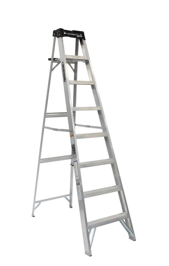 LOUISVILLE LADDER 8-FOOT ALUMINUM STEP LADDER, TYPE IA, 300-POUND LOAD ...