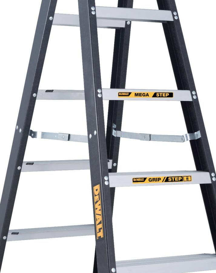 DEWALT 8-FOOT FIBERGLASS STEP LADDER, TYPE IA, 300-POUND LOAD CAPACITY ...