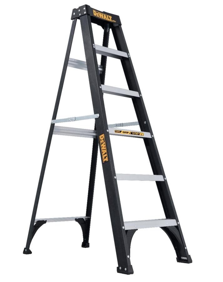 DEWALT 6-FOOT FIBERGLASS STEP LADDER, TYPE I, 250-POUND LOAD CAPACITY ...