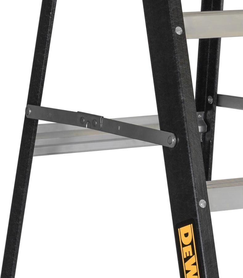 DEWALT 6-FOOT FIBERGLASS STEP LADDER, TYPE II, 225-POUND LOAD CAPACITY ...