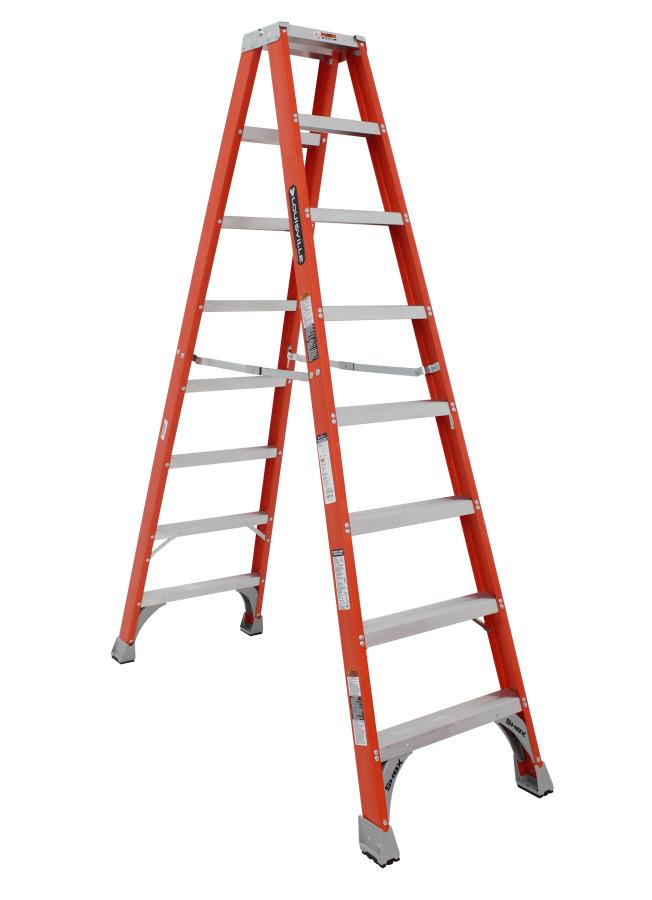 LOUISVILLE LADDER 8-FOOT FIBERGLASS TWIN FRONT TWIN STEP LADDER, TYPE ...