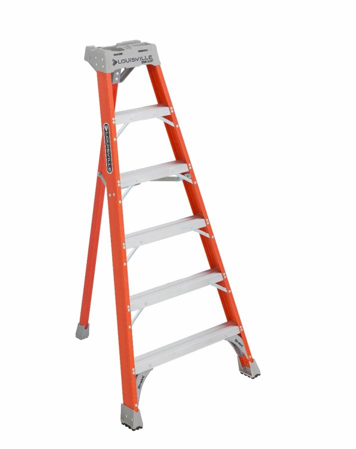 LOUISVILLE LADDER 6-FOOT FIBERGLASS STEP LADDER, TYPE IA, 300-POUND ...