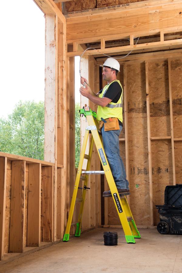 LOUISVILLE LADDER 12-FOOT FIBERGLASS CROSS-STEP LADDER, TYPE IAA, 375 ...