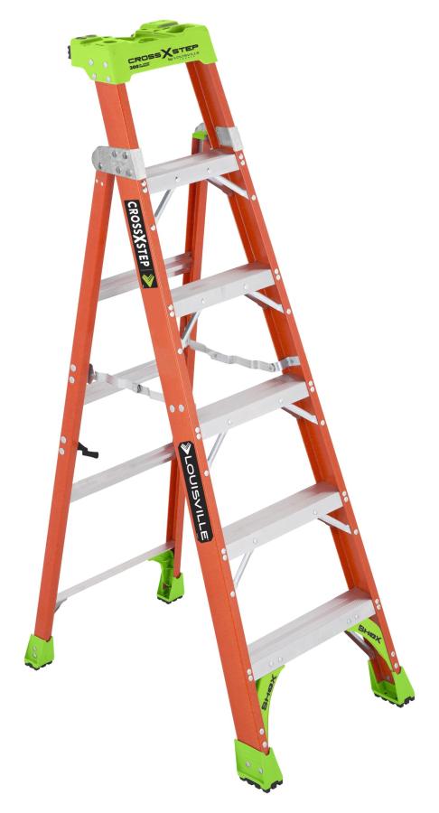 LOUISVILLE LADDER 6-FOOT FIBERGLASS CROSS STEP LADDER, TYPE IA, 300 ...
