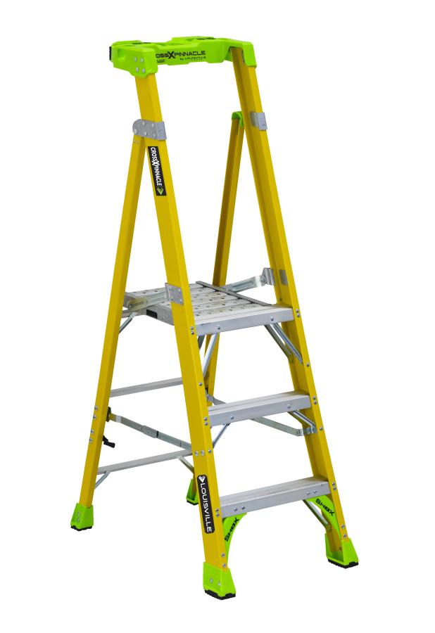 LOUISVILLE LADDER 3-FOOT FIBERGLASS CROSS PINNACLE PLATFORM AND LEANING ...