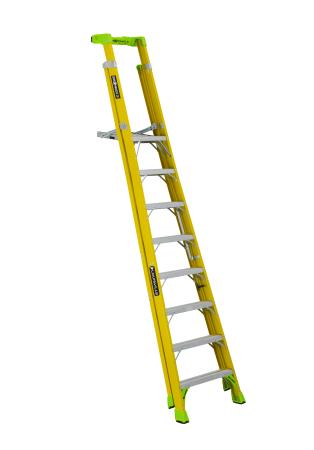 LOUISVILLE LADDER 8-FOOT FIBERGLASS CROSS PINNACLE PLATFORM AND LEANING ...