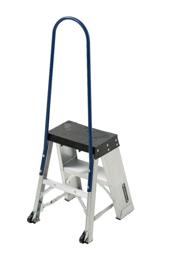 LOUISVILLE LADDER 2-FOOT ALUMINIUM STEP STOOL WITH CASTERS AND HANDLE ...