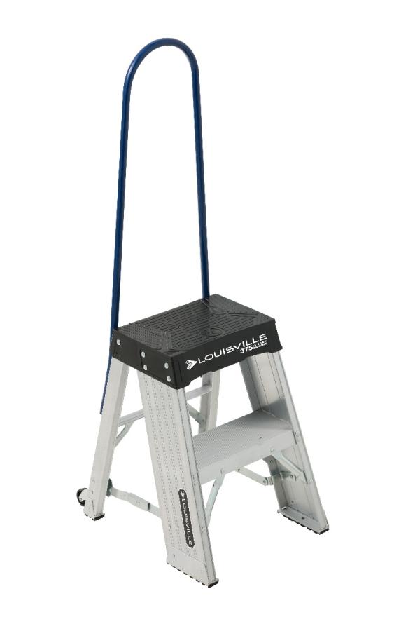 LOUISVILLE LADDER 2-FOOT ALUMINIUM STEP STOOL WITH CASTERS AND HANDLE ...
