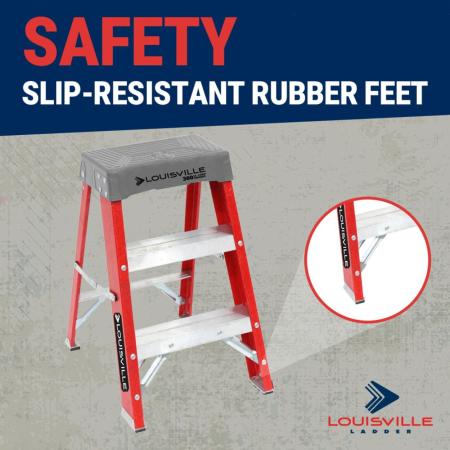 LOUISVILLE LADDER 2-FOOT FIBERGLASS STEP STOOL LADDER, TYPE IA, 300 ...
