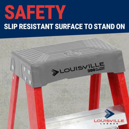 LOUISVILLE LADDER 2-FOOT FIBERGLASS STEP STOOL LADDER, TYPE IA, 300 ...
