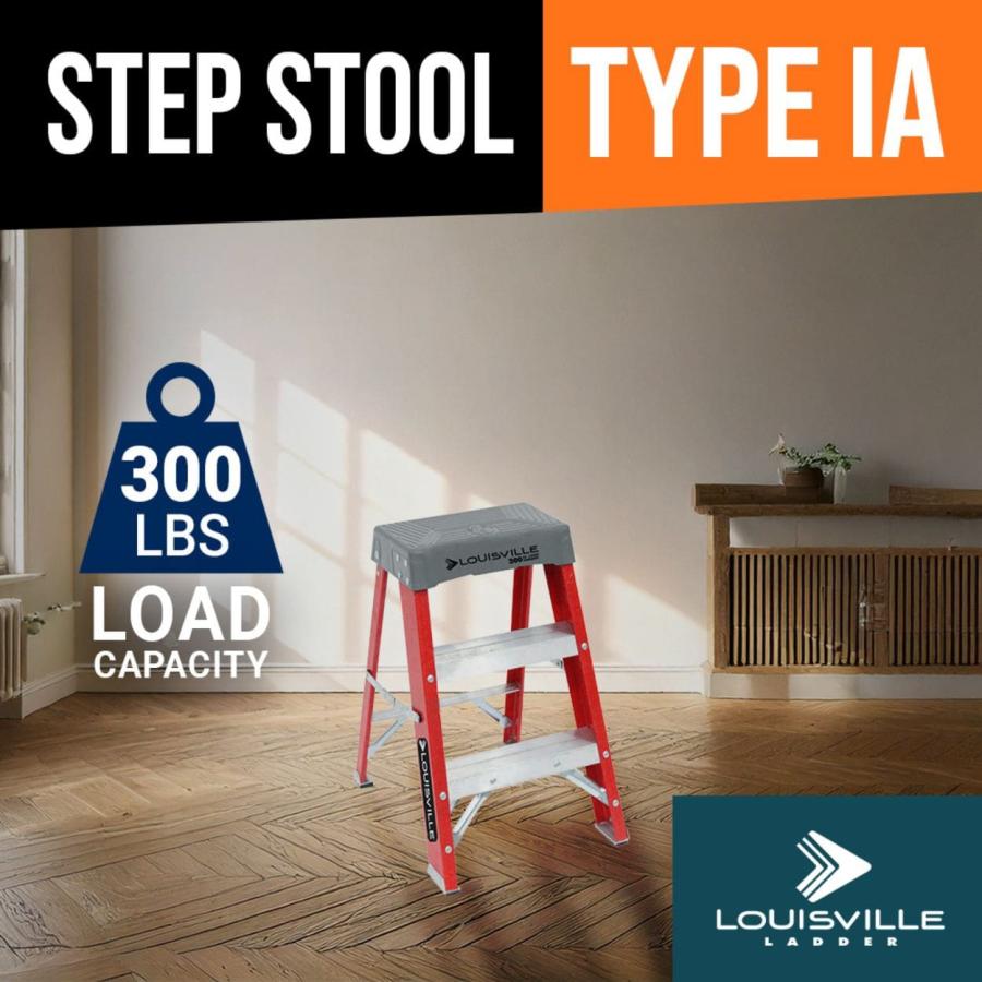 LOUISVILLE LADDER 2-FOOT FIBERGLASS STEP STOOL LADDER, TYPE IA, 300 ...