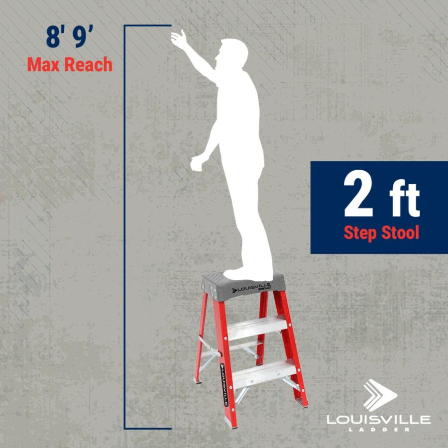 LOUISVILLE LADDER 2-FOOT FIBERGLASS STEP STOOL LADDER, TYPE IA, 300 ...