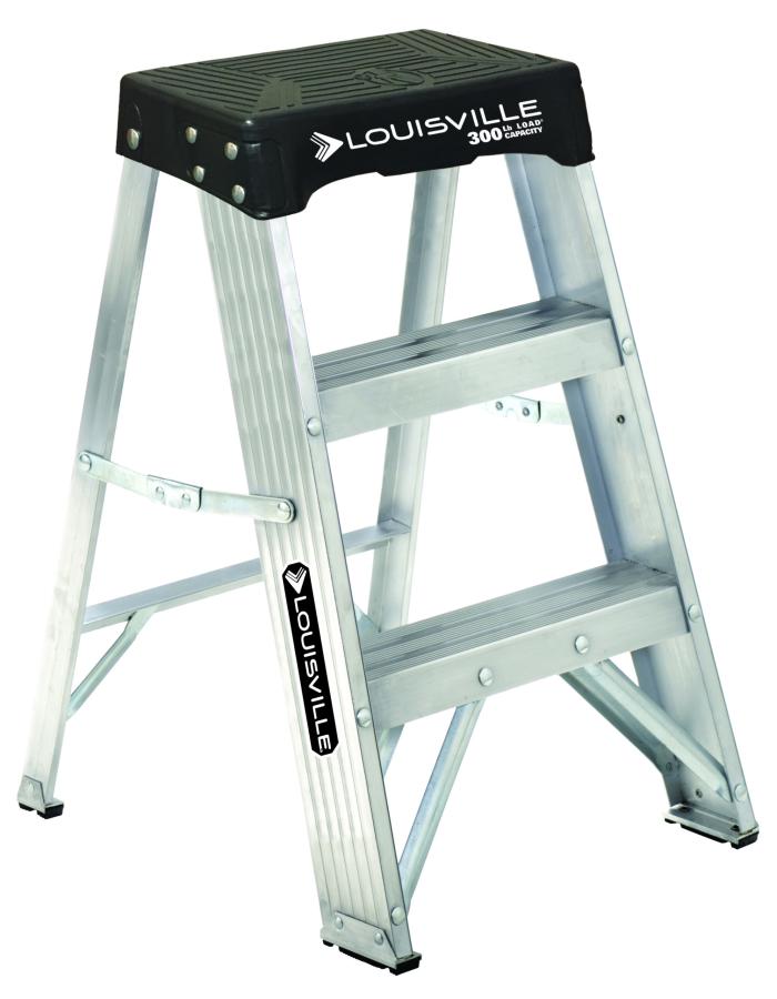 LOUISVILLE LADDER 2-FOOT ALUMINUM STEP STOOL, TYPE IA, 300-POUND LOAD ...