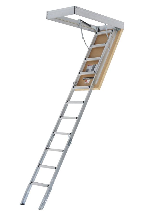 LOUISVILLE LADDER 25.5X54 ALUMINUM ATTIC LADDER, 375-POUND LOAD ...