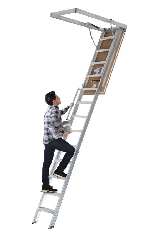 LOUISVILLE LADDER 25.5X63 ALUMINUM ATTIC LADDER, 375-POUND LOAD ...