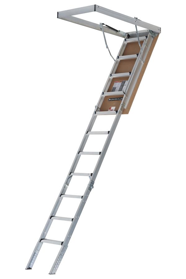 LOUISVILLE LADDER 22.5X54 ALUMINUM ATTIC LADDER, 375-POUND LOAD ...